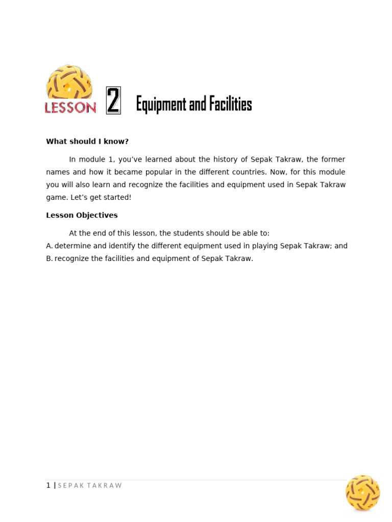 Sepak Takraw Equipment and Facilities Guide | PDF | Sports