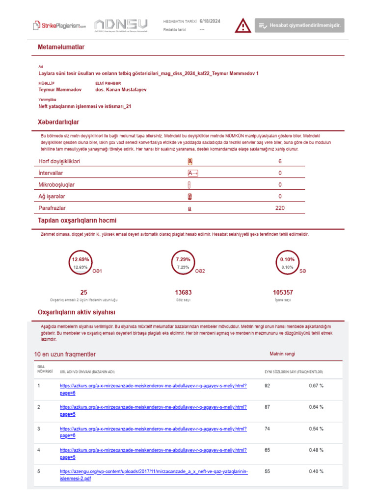 Tam Hesabat Teymur Məmmədov | PDF