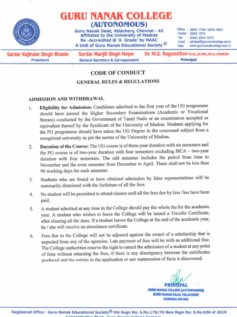 Code of Conduct Students | PDF