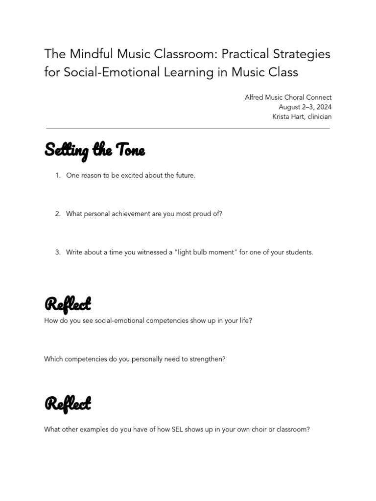 Mindful Music Strategies for SEL | PDF | Learning