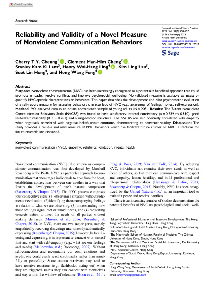 Cheung Et Al 2022 Reliability and Validity of A Novel Measure of ...