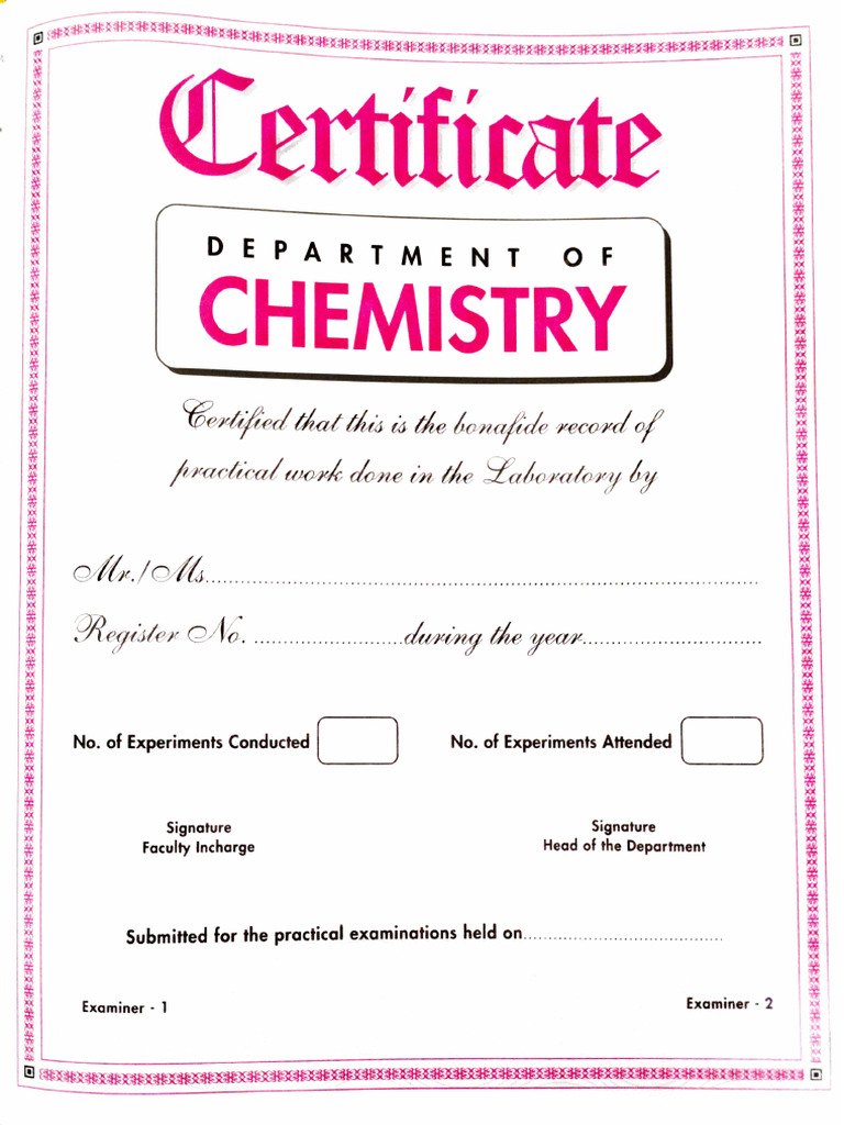 Chemistry Project Certificate | PDF