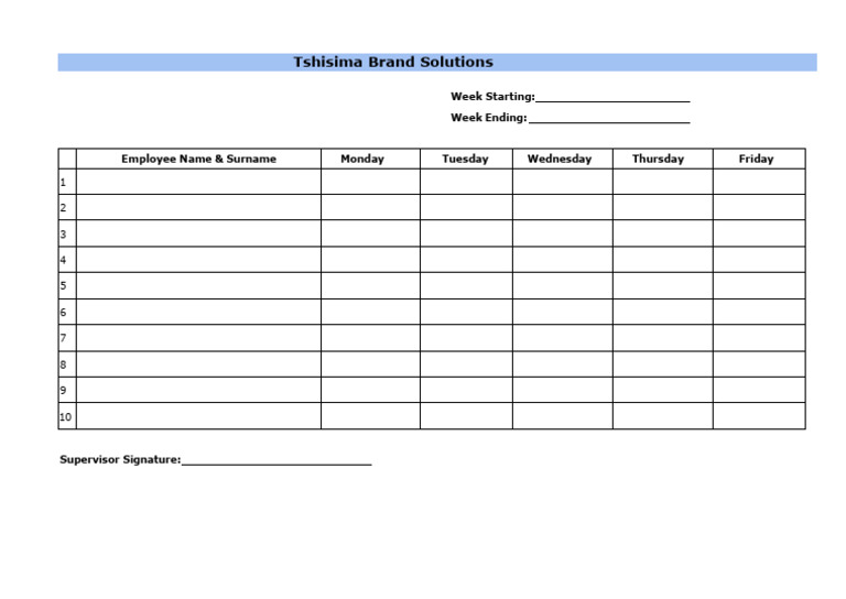 Weekly Employee Attendance Sheet Pdf Pdf
