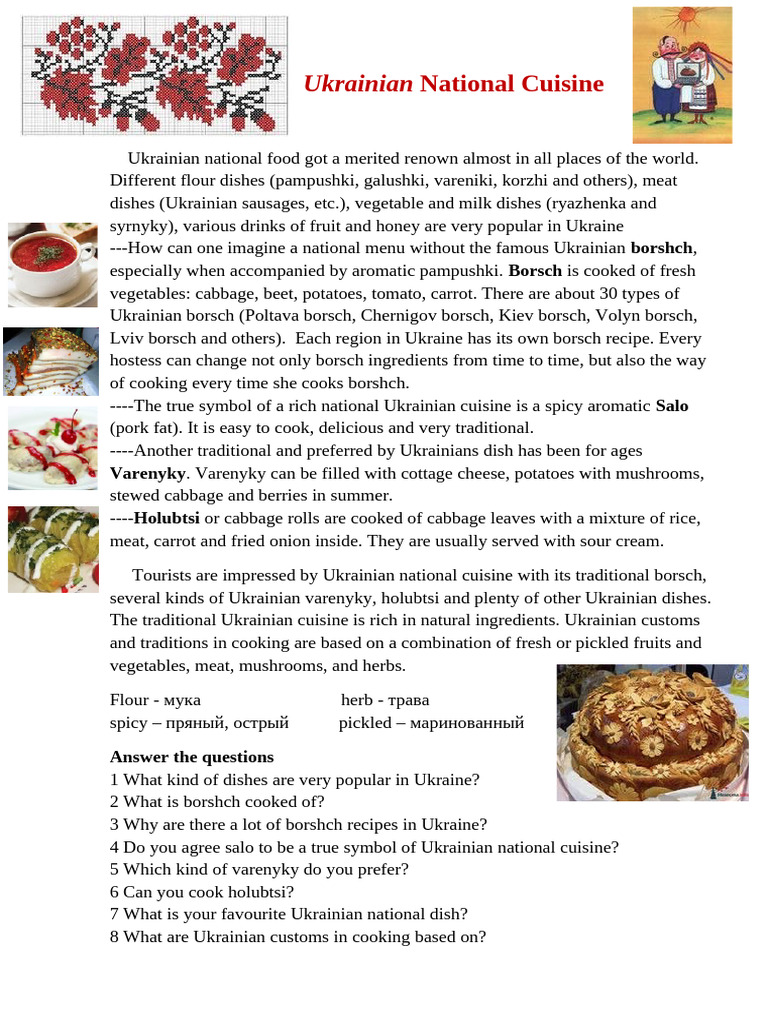 Ukrainian Cuisine: Borshch, Varenyky & More | PDF