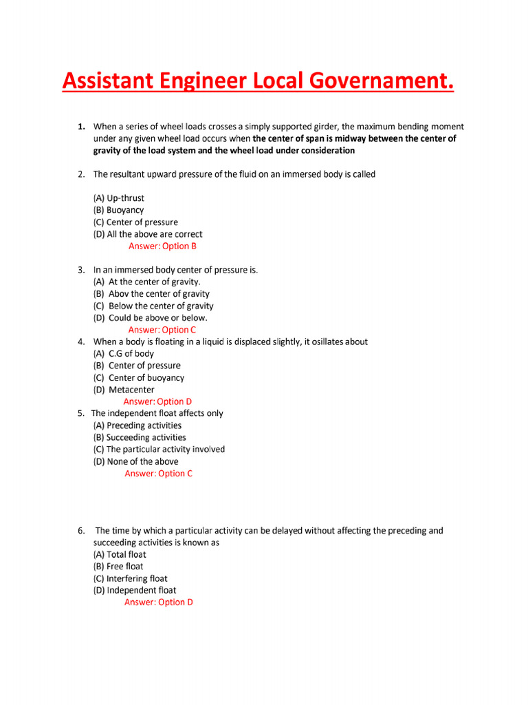 Assistant Engg. Local Govt | PDF