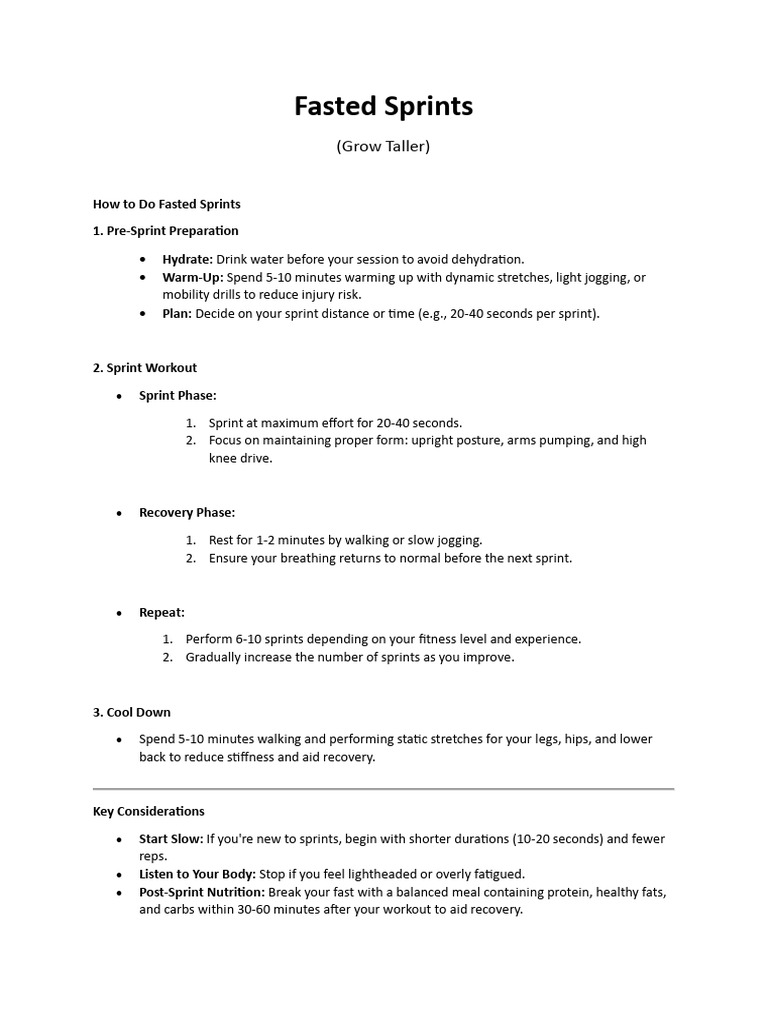 Fasted Sprint Workout Guide | PDF