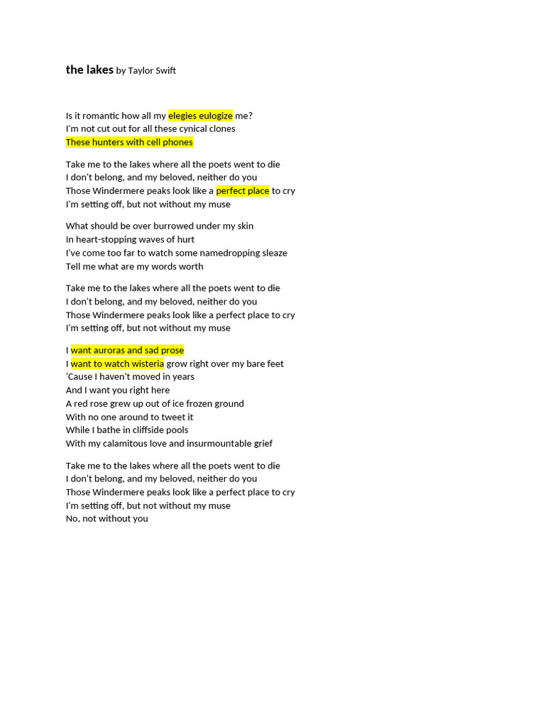 The Lakes by Taylor Swift | PDF