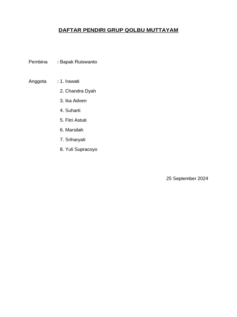 Struktur Pengurus Qolbu Muttayam | PDF