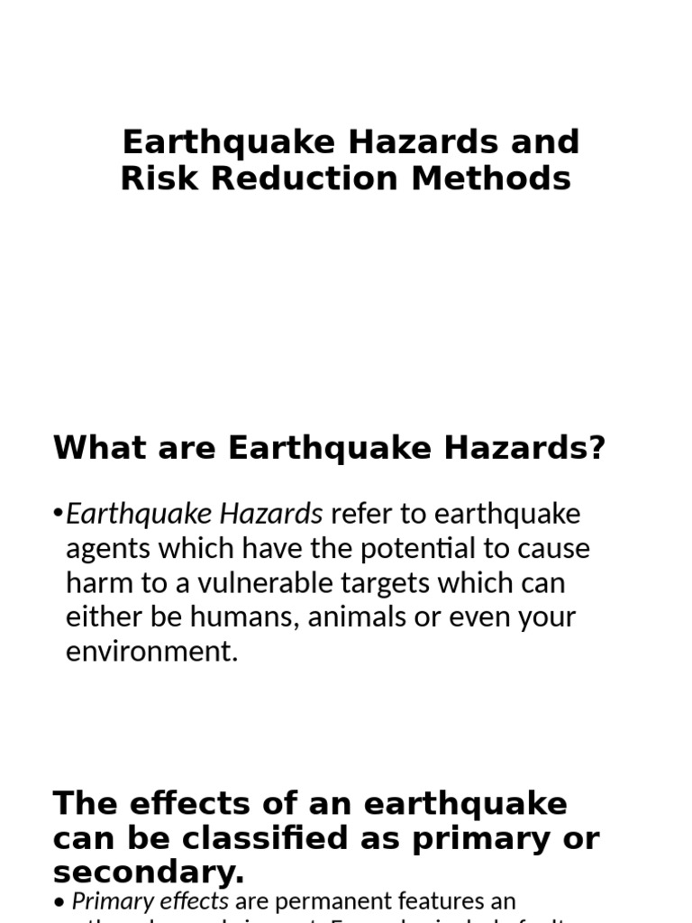 11 Earthquake Hazards and Risk Reduction Methods | PDF | Earthquakes ...