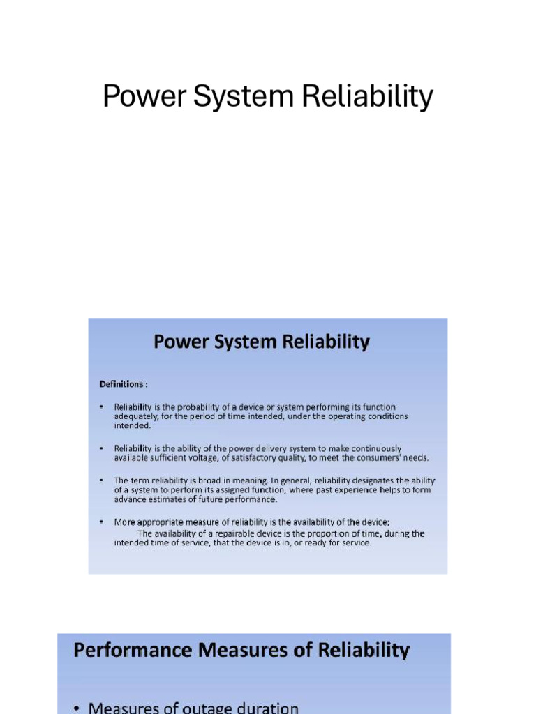 Power System Reliability | PDF