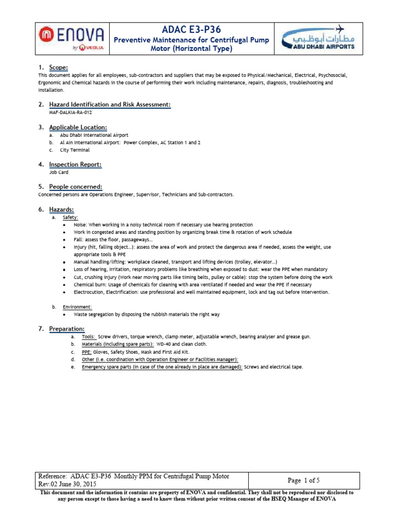 ADAC E3-P36 Maintenance For Centrifugal Pump Motor R2 | PDF | Personal ...