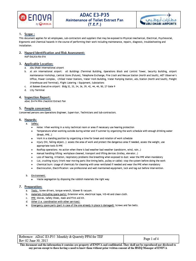 ADAC E3-P35 Maintenance for Toilet Extract Fan _TEF_ R2 | PDF ...