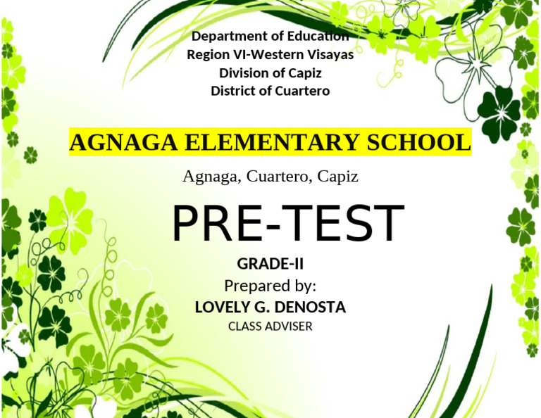 Pre Test Cover Pages | PDF