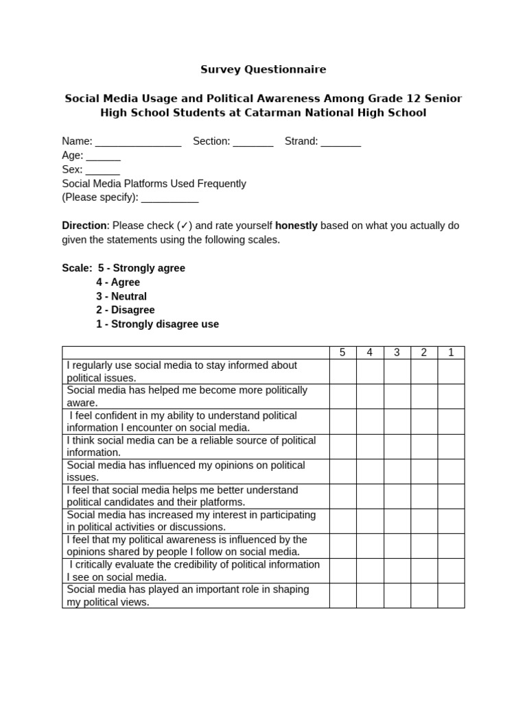 Questionnaire | PDF