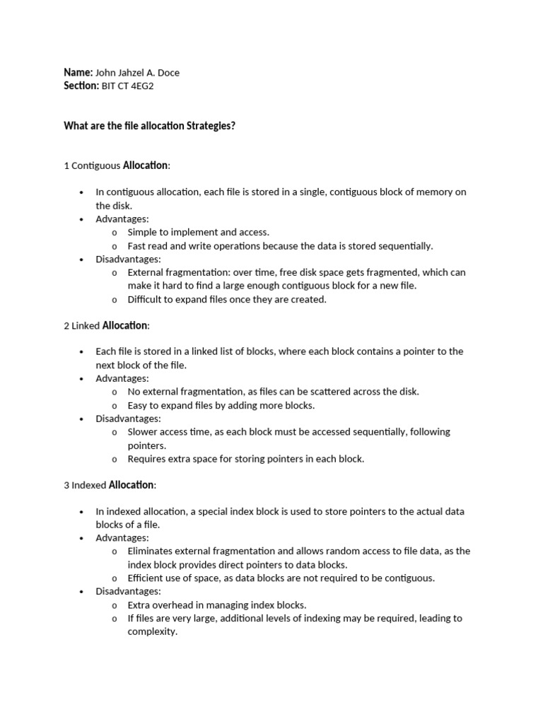 File Allcation Strategies | PDF | File System | Computer File