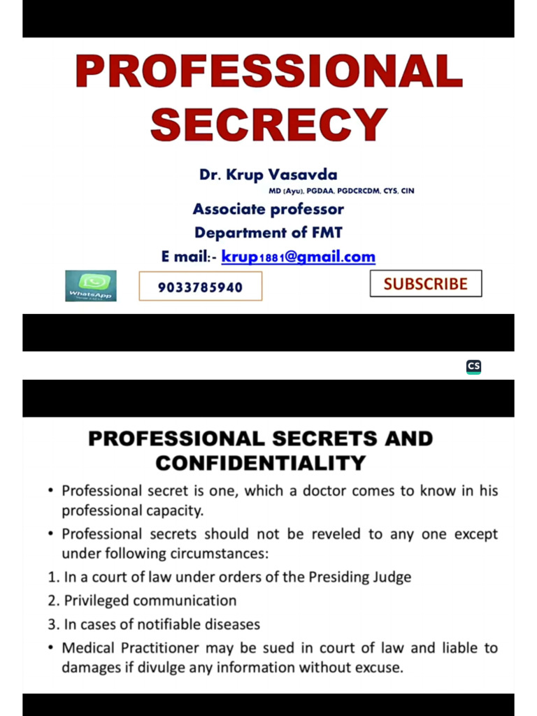 11) Professional Secrecy | PDF