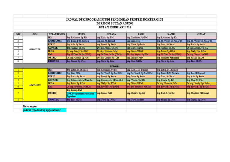 Jadwal DPK - Jadwal DPK | PDF