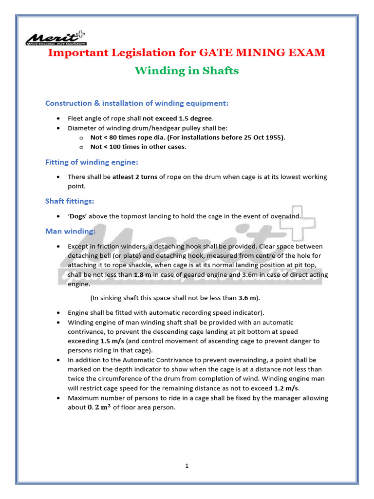 Important Legislation For GATE MINING EXAM | PDF | Mining | Coal