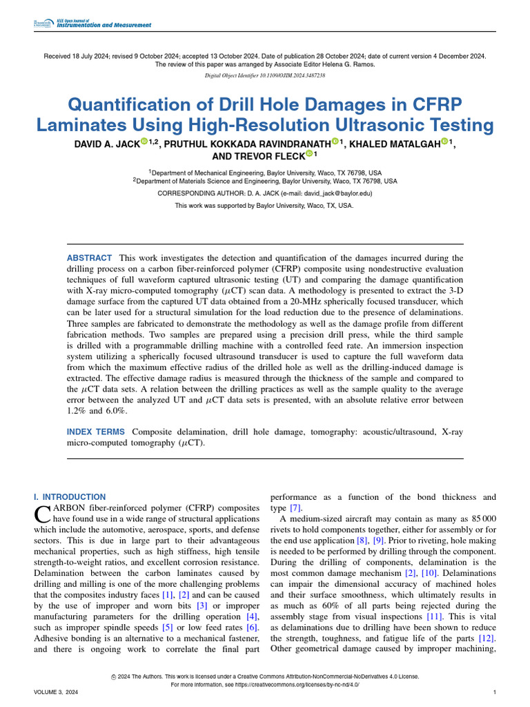 Drill Hole Damage in CFRP Composites | PDF | Nondestructive Testing ...