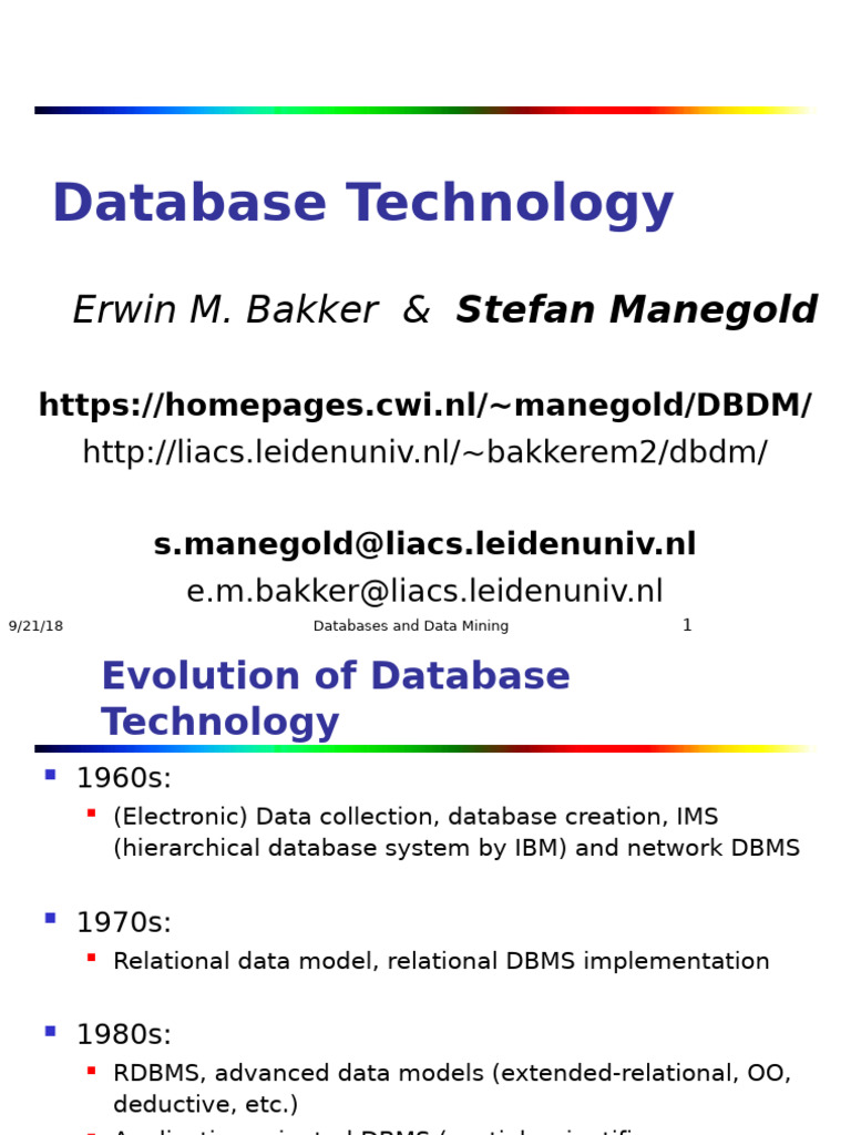 Leiden DBDM 02 Databases 1x1 | PDF | Databases | Relational Database