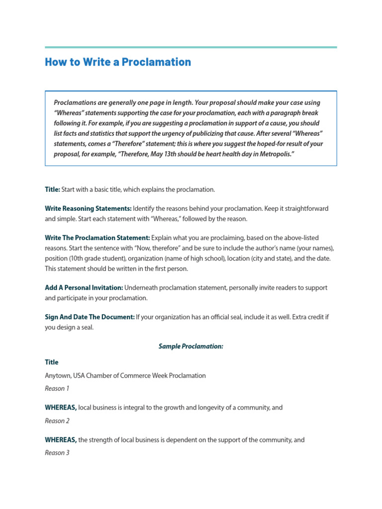 Handout Eight - How To Write Proclamation | PDF