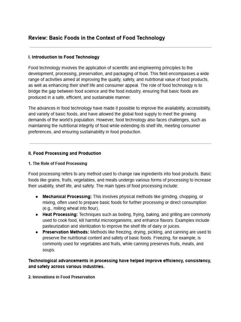 Food Technology-- | PDF | Foods | Food Processing