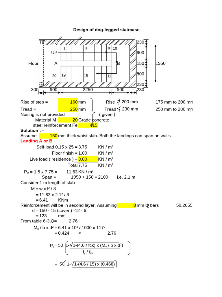 Dog-legged Staircase Design Calculation | PDF | Materials | Building ...