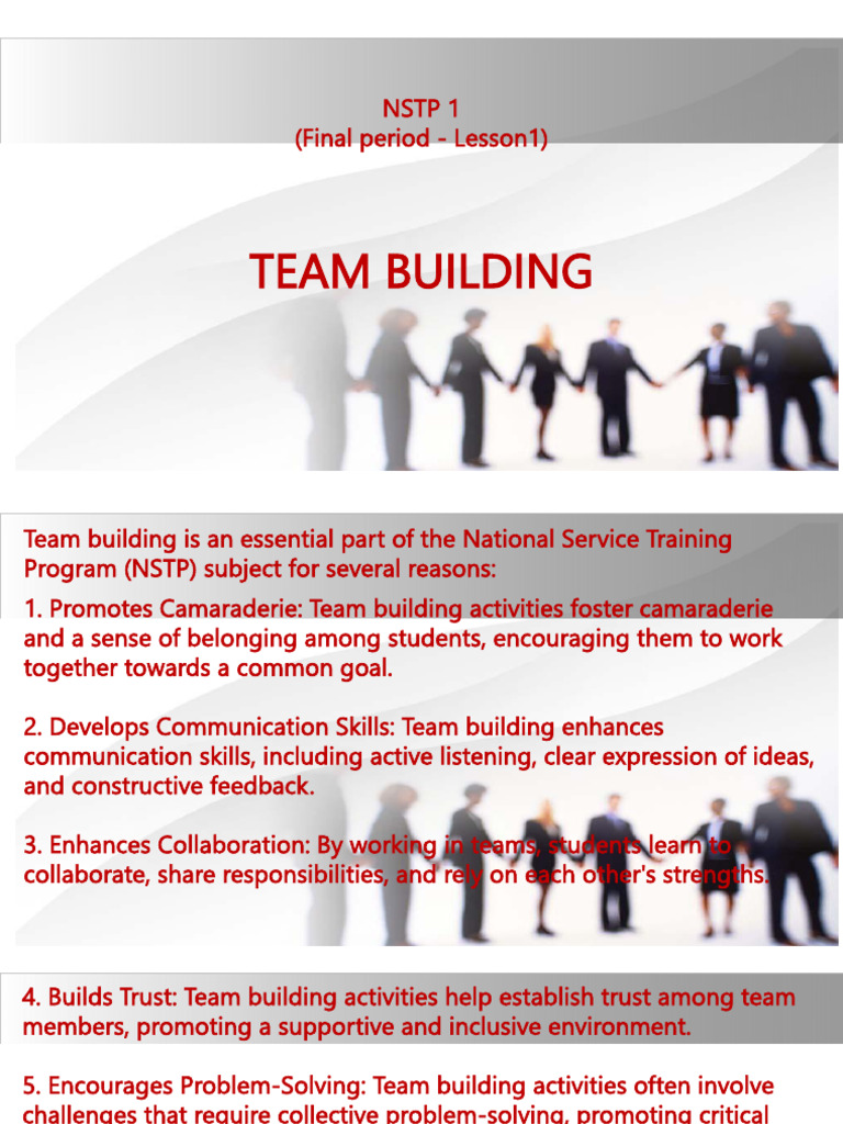 NSTP Team Building Strategies Guide | PDF | Team Building ...