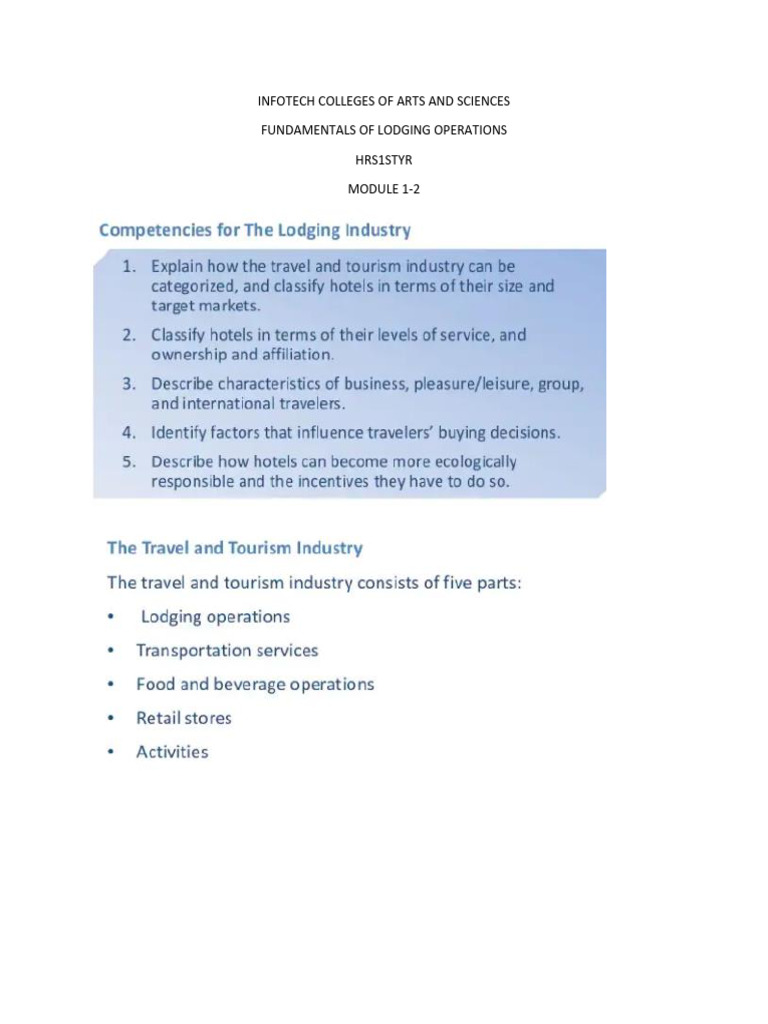 Lodging Operations Mod 1 | PDF