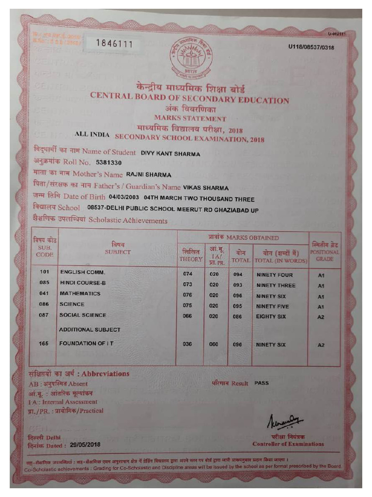 10th Marksheet-Compressed | PDF