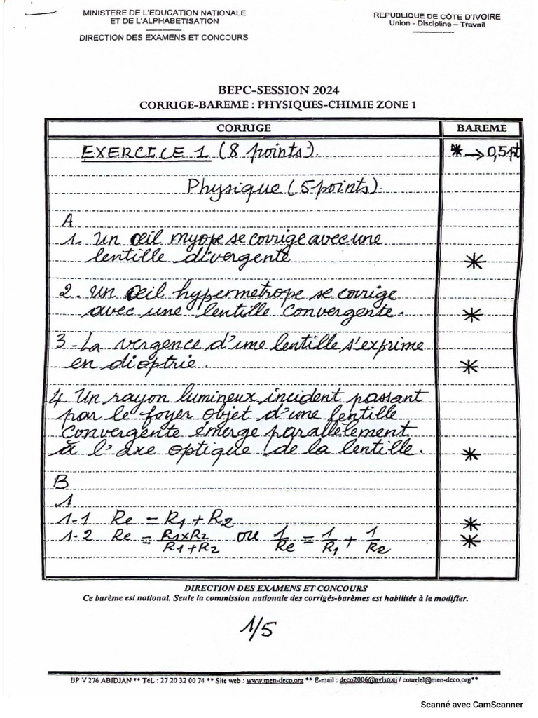 CORRIGE PHYSIQUE CHIMIE | PDF