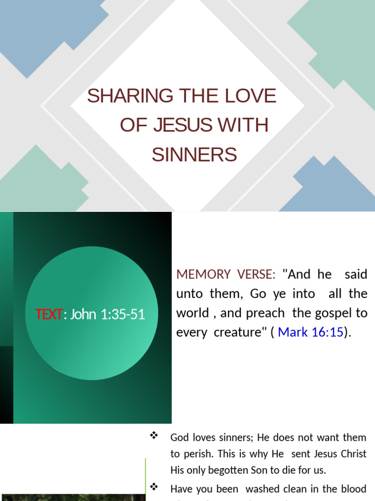 Sharing The Love of Jesus With Sinners - JNR | PDF | Jesus | Sin