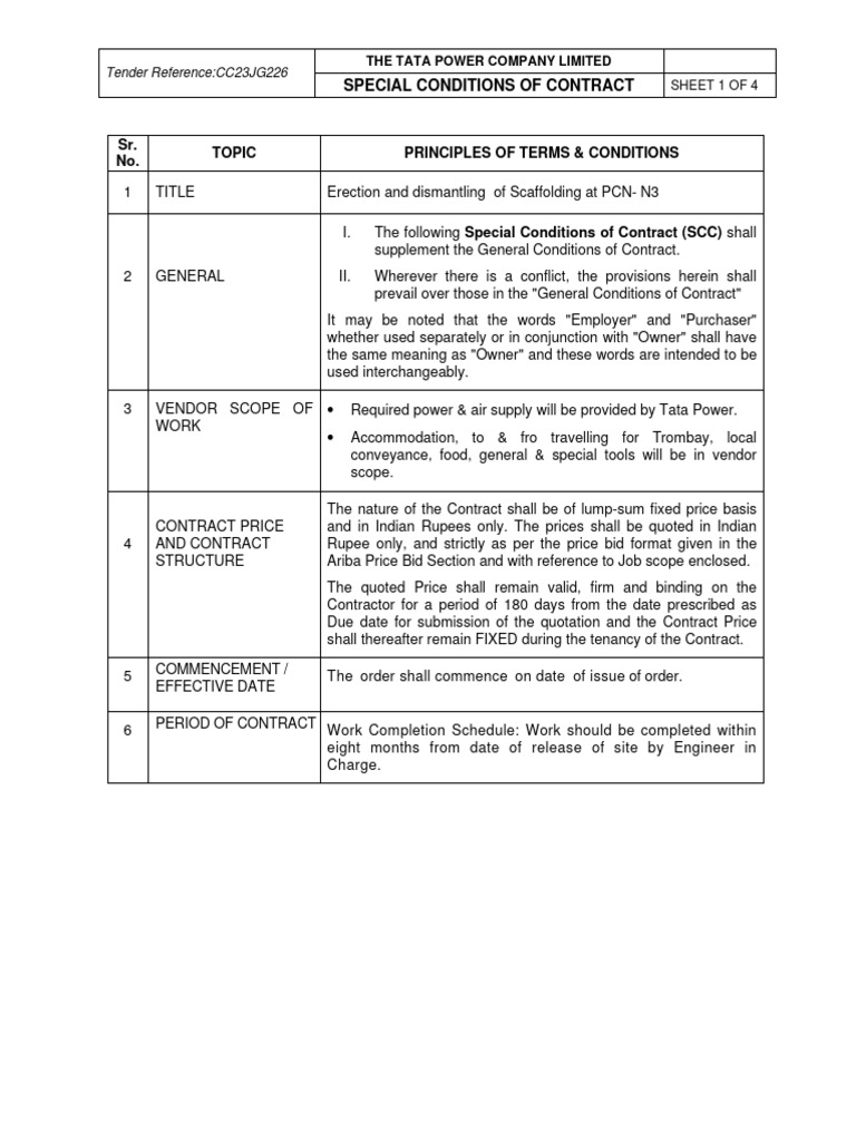 Annexure 5 Special Condition of Contract | PDF | Taxes