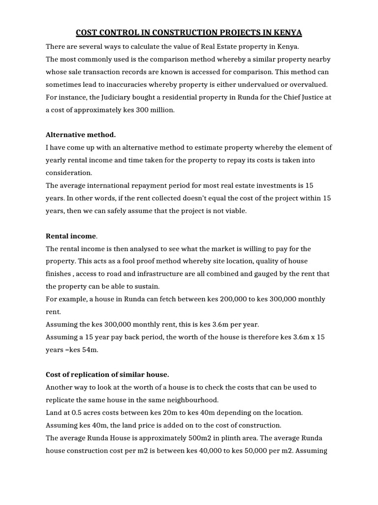 Property Valuation Methods in Kenya | PDF | Valuation (Finance) | Cost