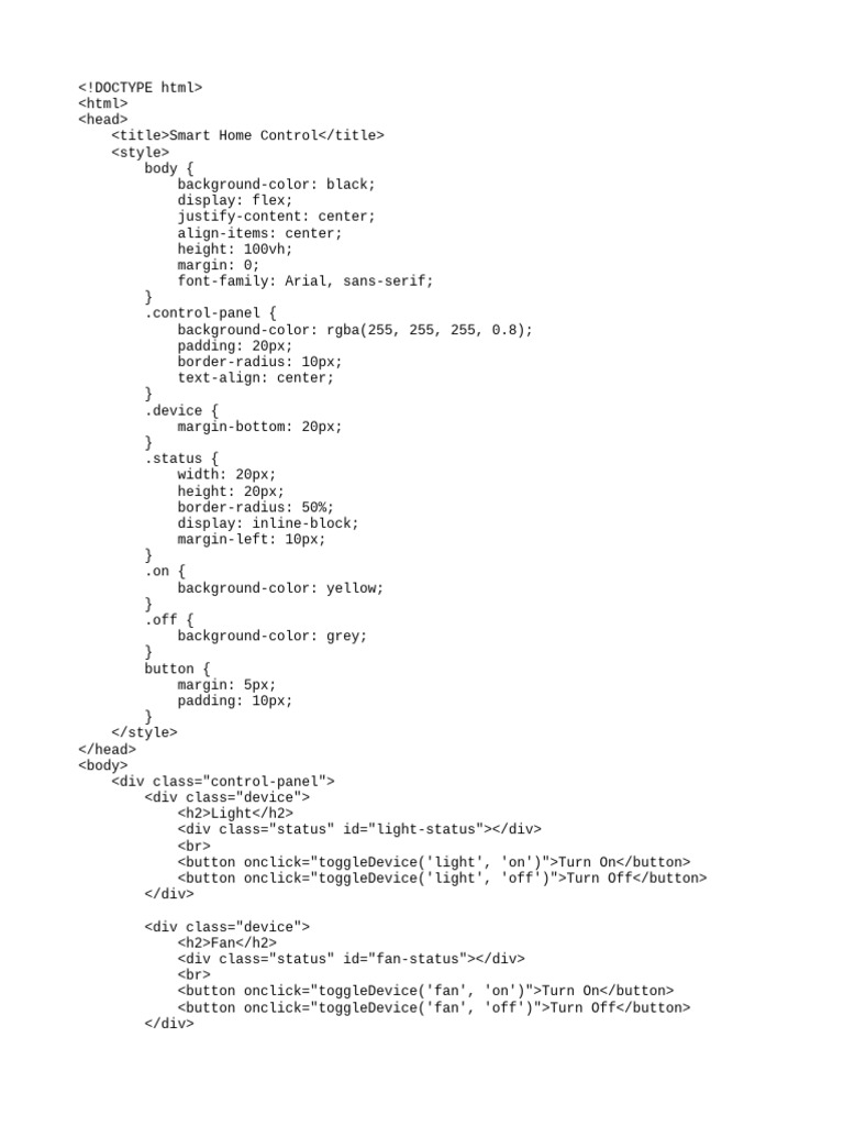 Smart Home Device Control Panel | PDF | Building Automation
