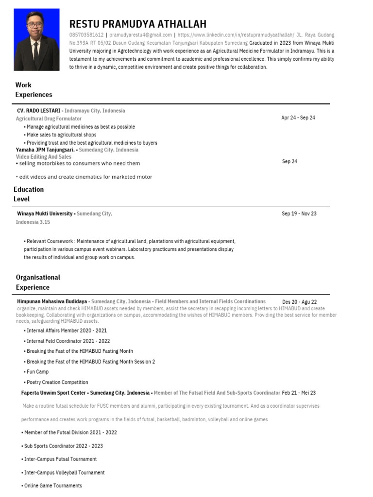 Restu Pramudya Athallah Resume | PDF