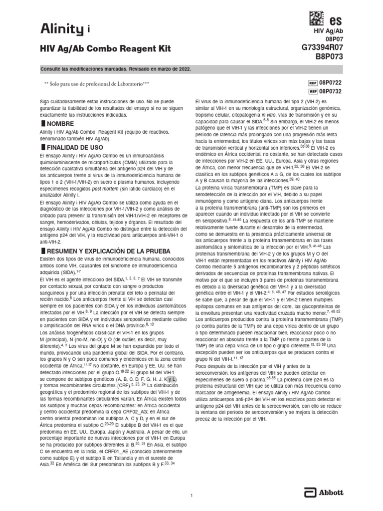 Inserto ALINITY I HIV | PDF | VIH | VIH / SIDA