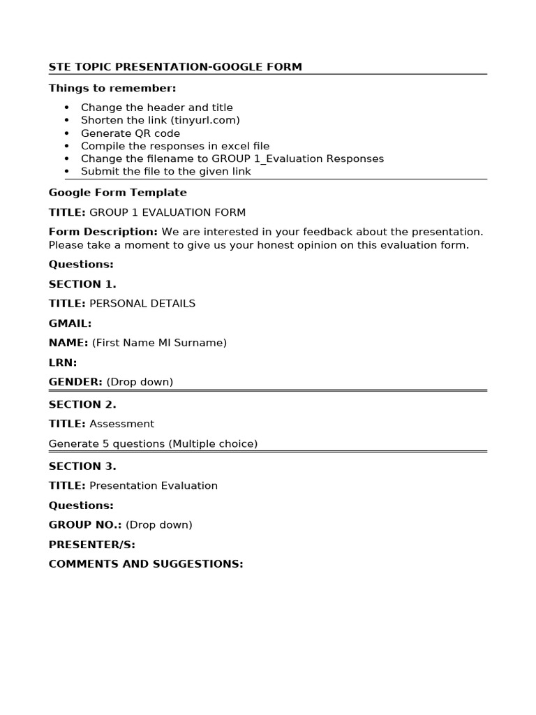 Google Form Template Ste | PDF