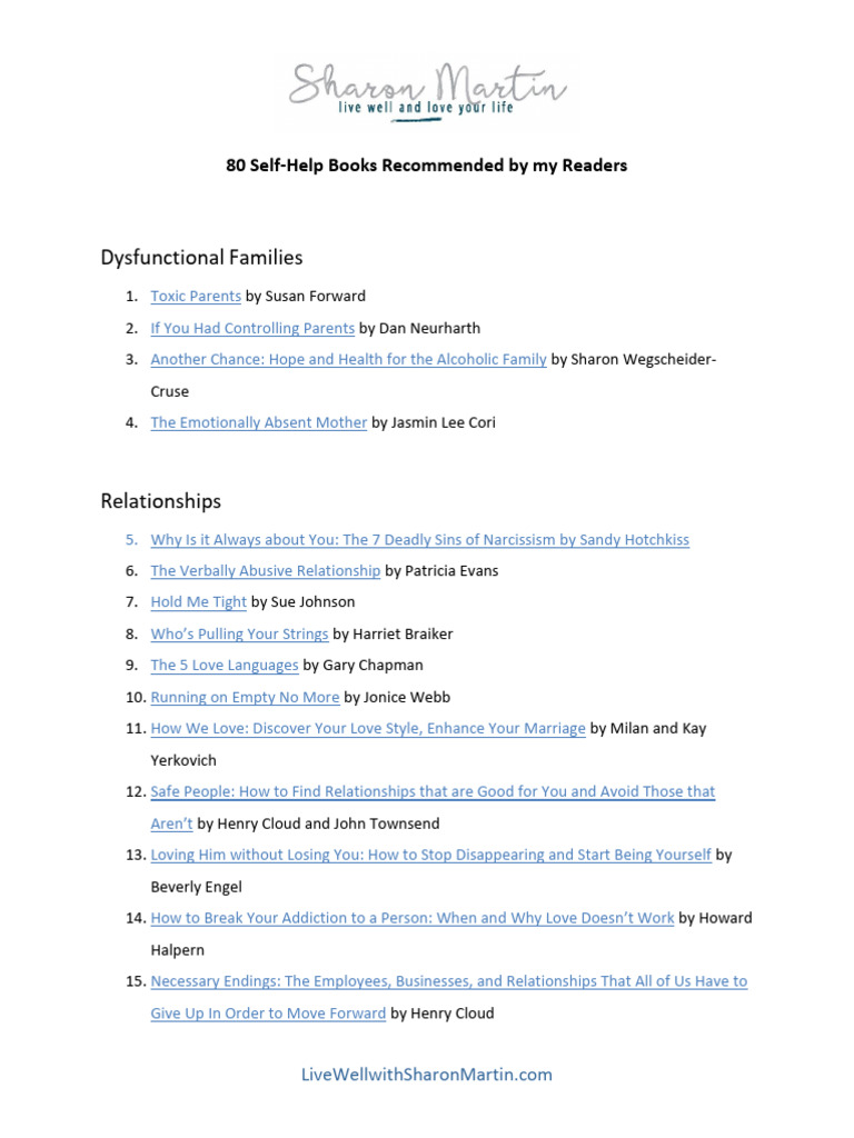80 Self Help Book Recommendations | PDF | Psychology | Behavioural Sciences