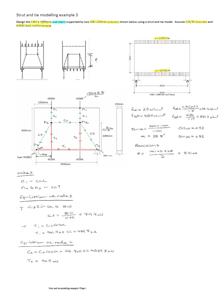Strut-and-Tie Model for Wall Beam Design | PDF