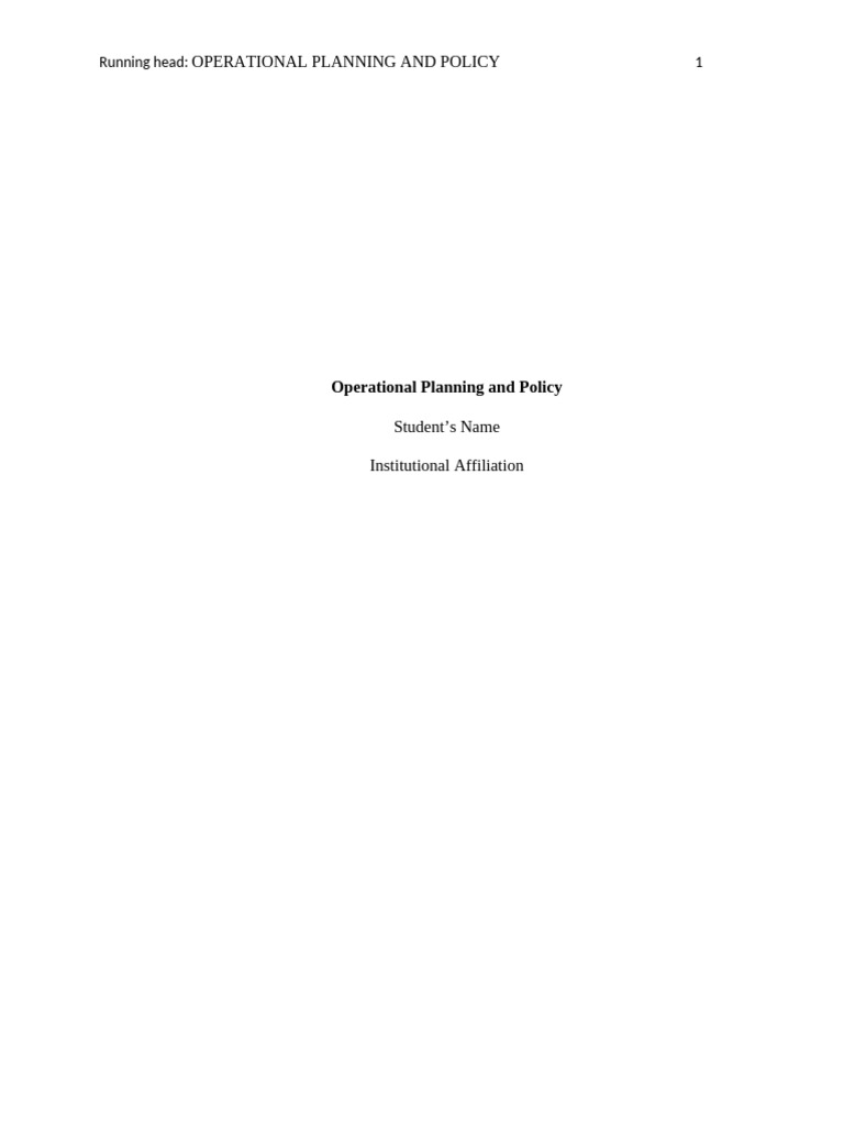 Operational Planning and Policy Assignment | PDF | Organizational ...