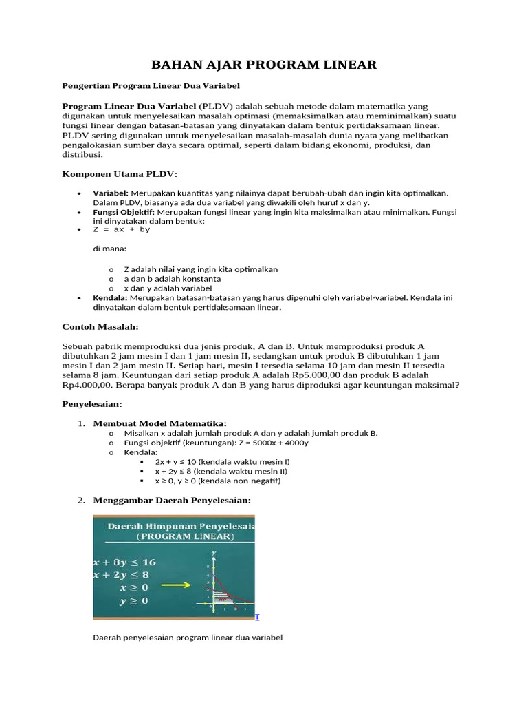 BAHAN AJAR PROGRAM LINEAR | PDF