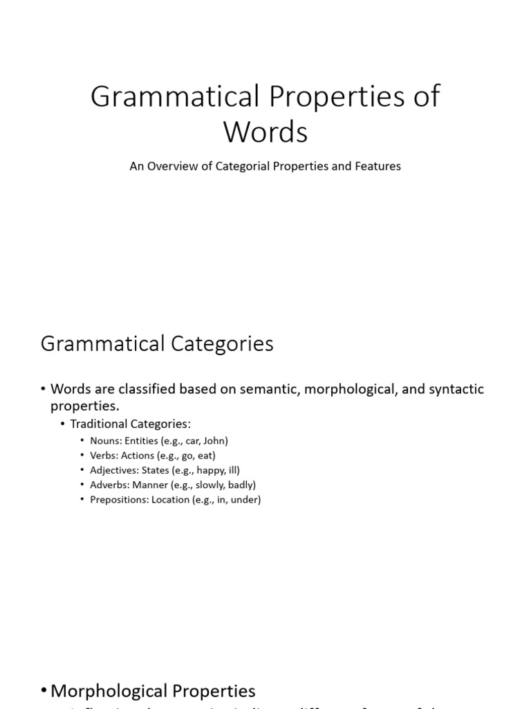 Grammatical Properties of Words PDF | PDF