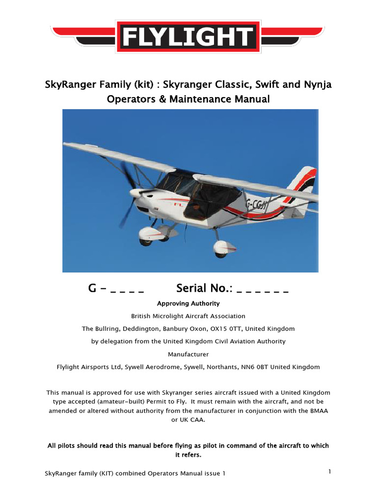 SkyRanger Family KIT Operators Manual Issue 1 | PDF | Airspeed | Flap ...