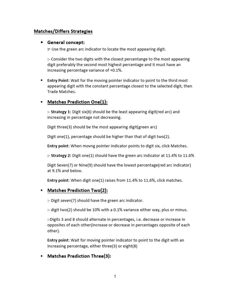 Matches Differs Strategy | PDF | Percentage