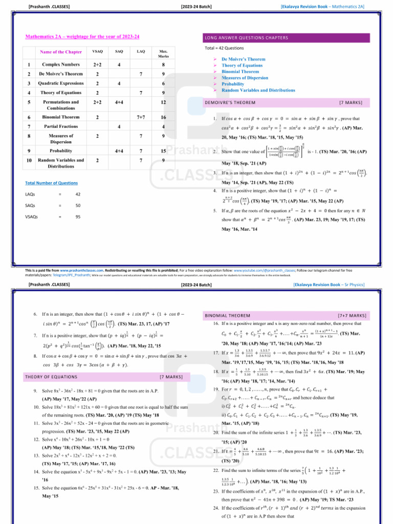 Ekalavya Revision - Maths 2A | PDF