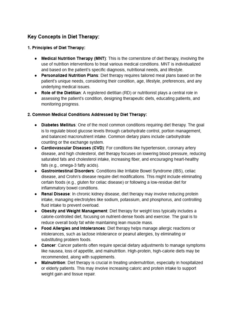 Key Concepts in Diet Therapy | PDF | Dieting | Dietary Supplements