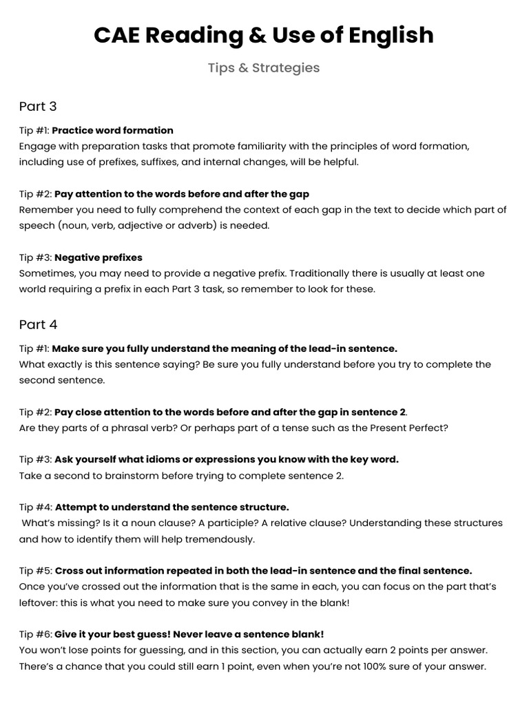 CAE Part 3 & 4 Tips | PDF