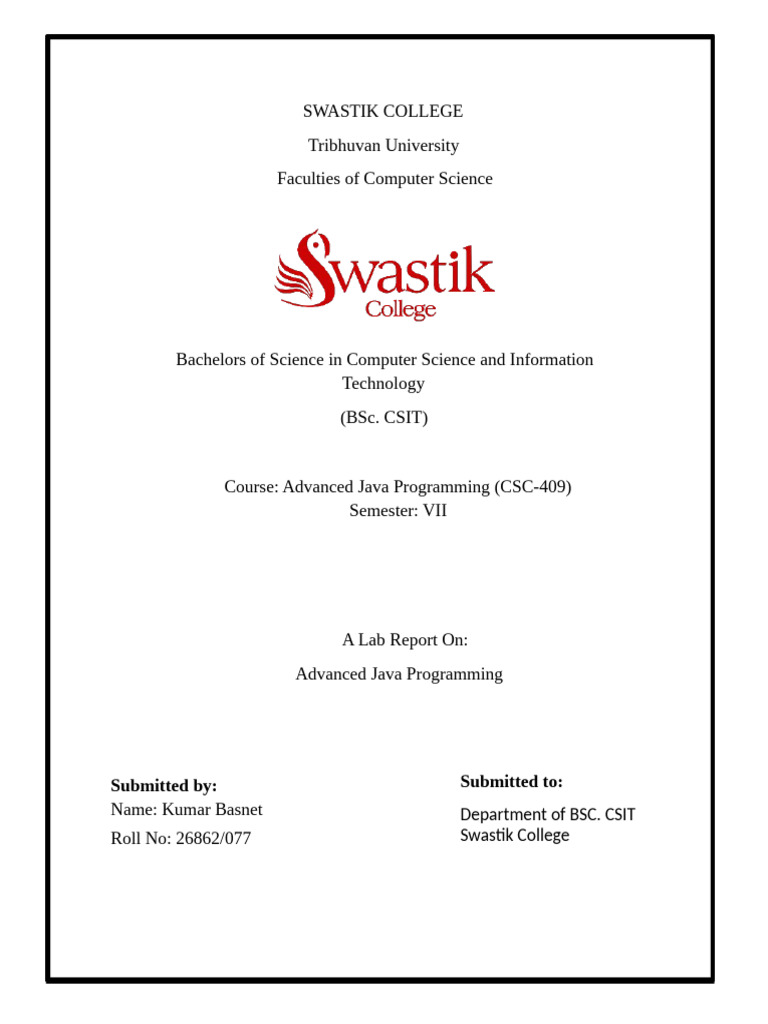 Advanced Java Programming Lab Report | PDF