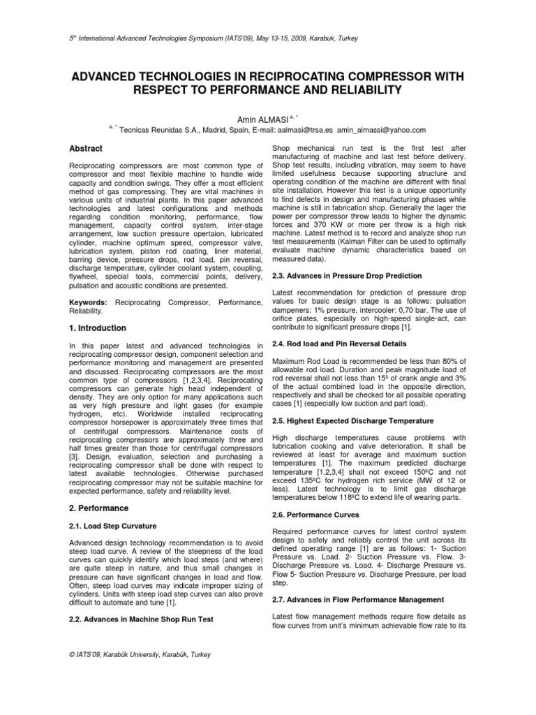 Advanced Recip Compressor Design | PDF | Gas Compressor | Cylinder (Engine)